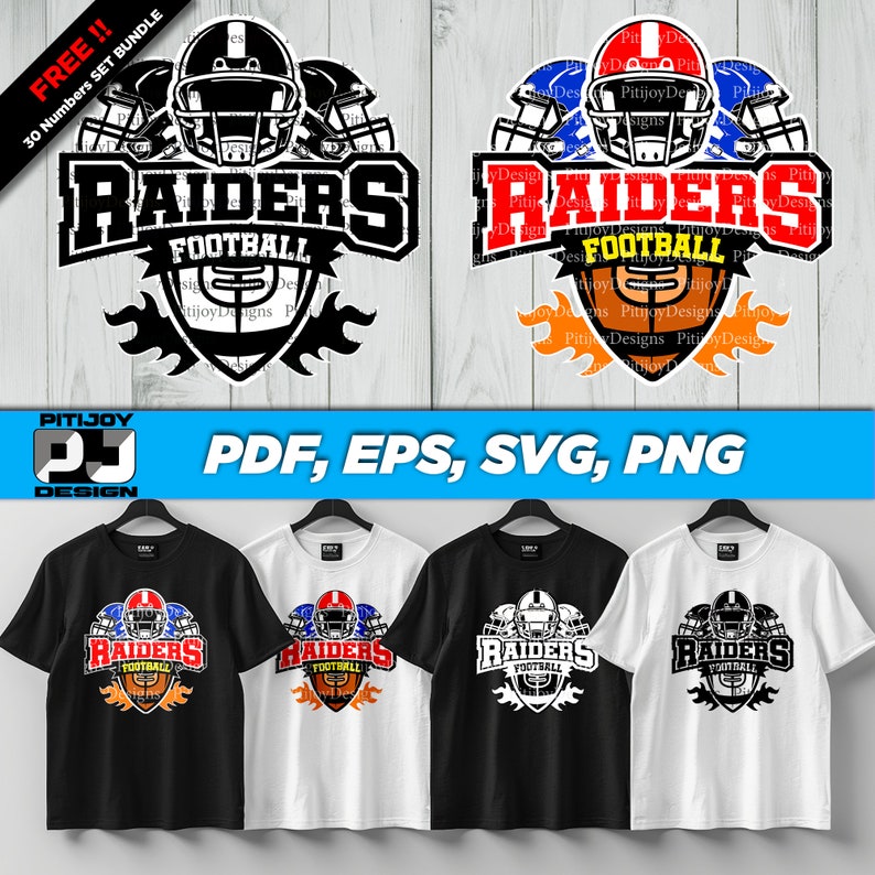 Raiders Football Team Mascot Design for Custom Apparel, Team Spirit ...