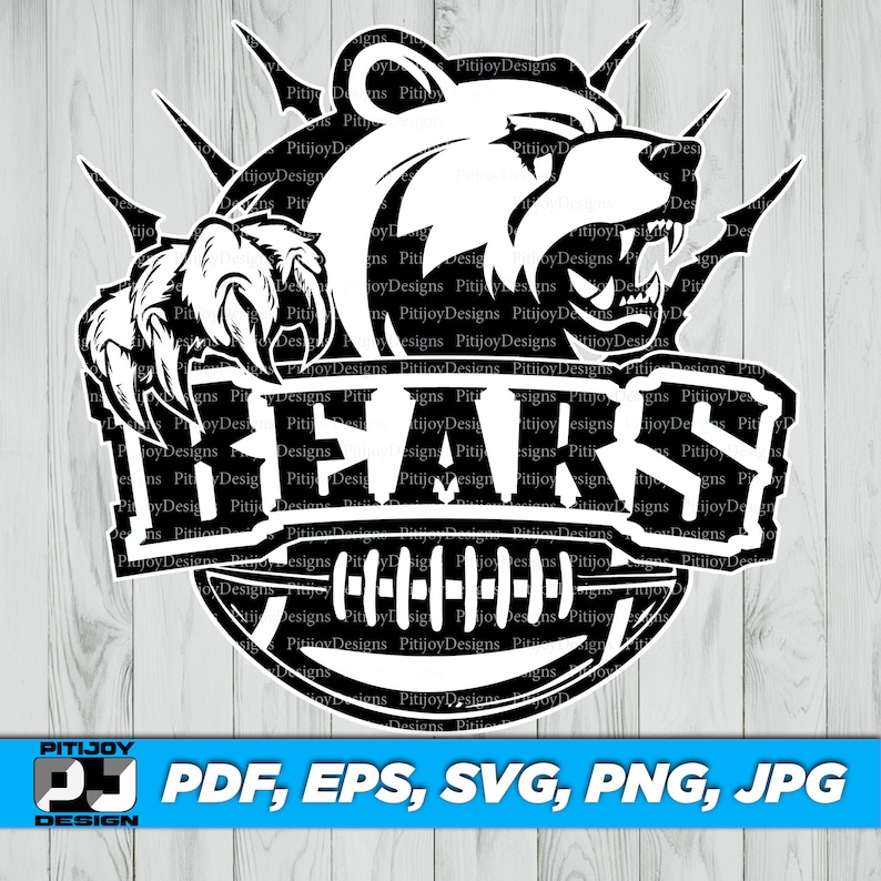 Bears Football Svg Bear Football Svg Bears Football Png Bear Svg Bears ...