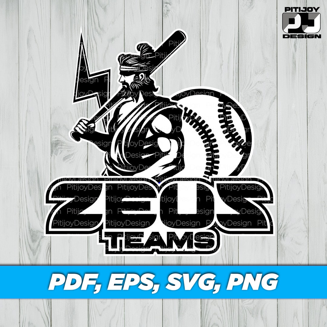 Zeus Baseball Team Mascot Design SVG, EPS, PDF, Png Digital Download ...