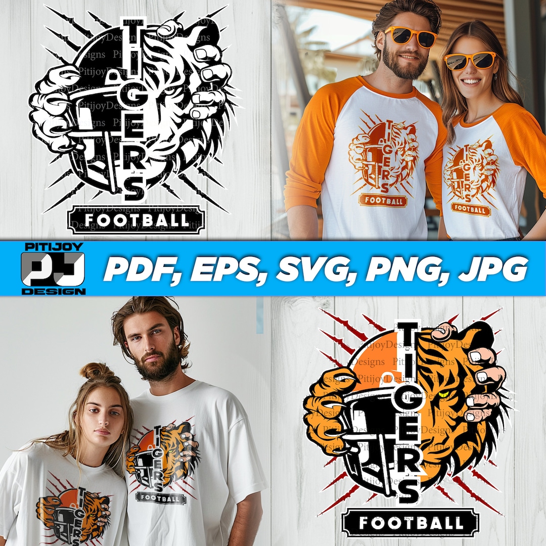 Tigers Football Team Mascot Design With Custom Merchandise, Tiger ...