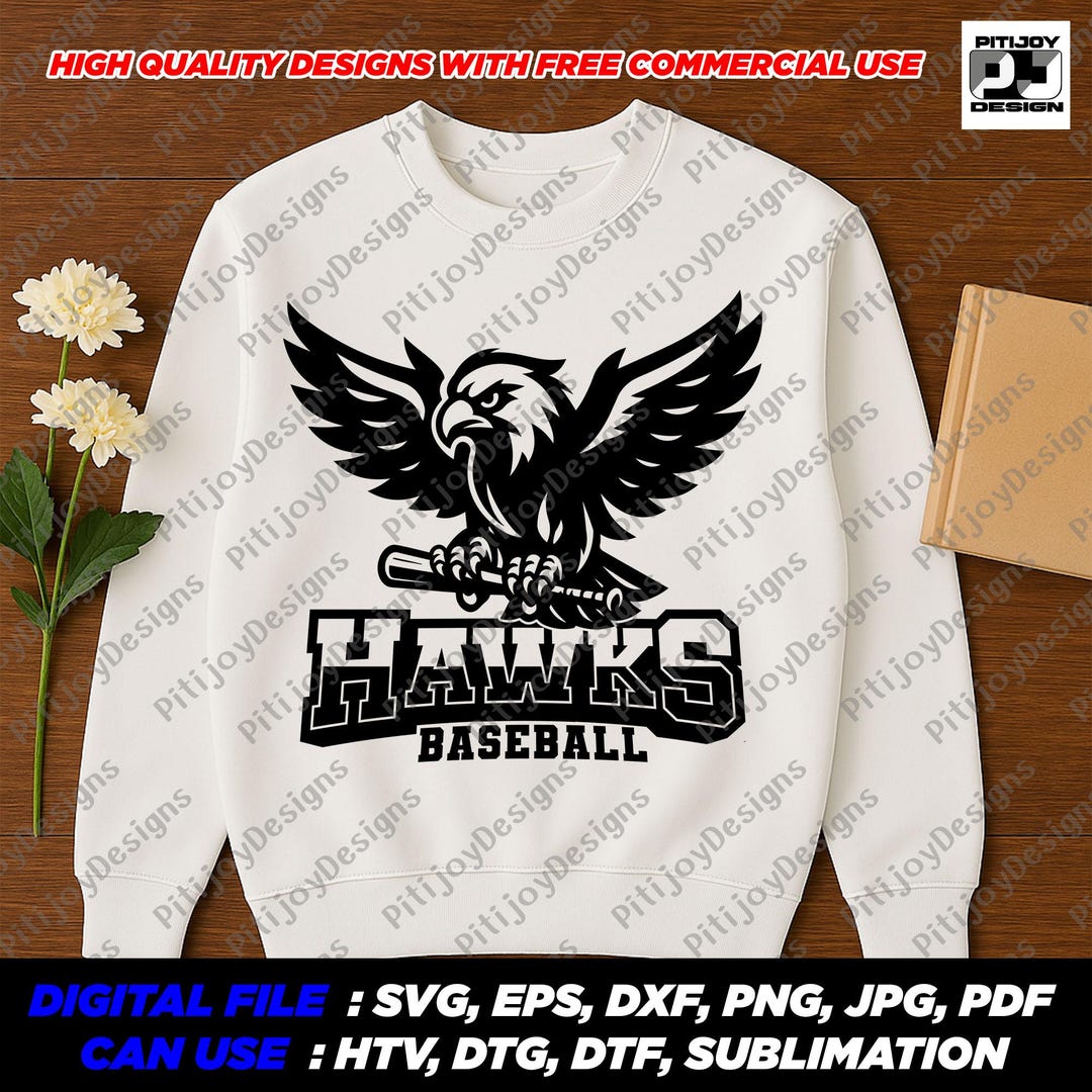 Hawks Baseball Svg Mascot Cut File for Cricut and Sublimation, Bold ...