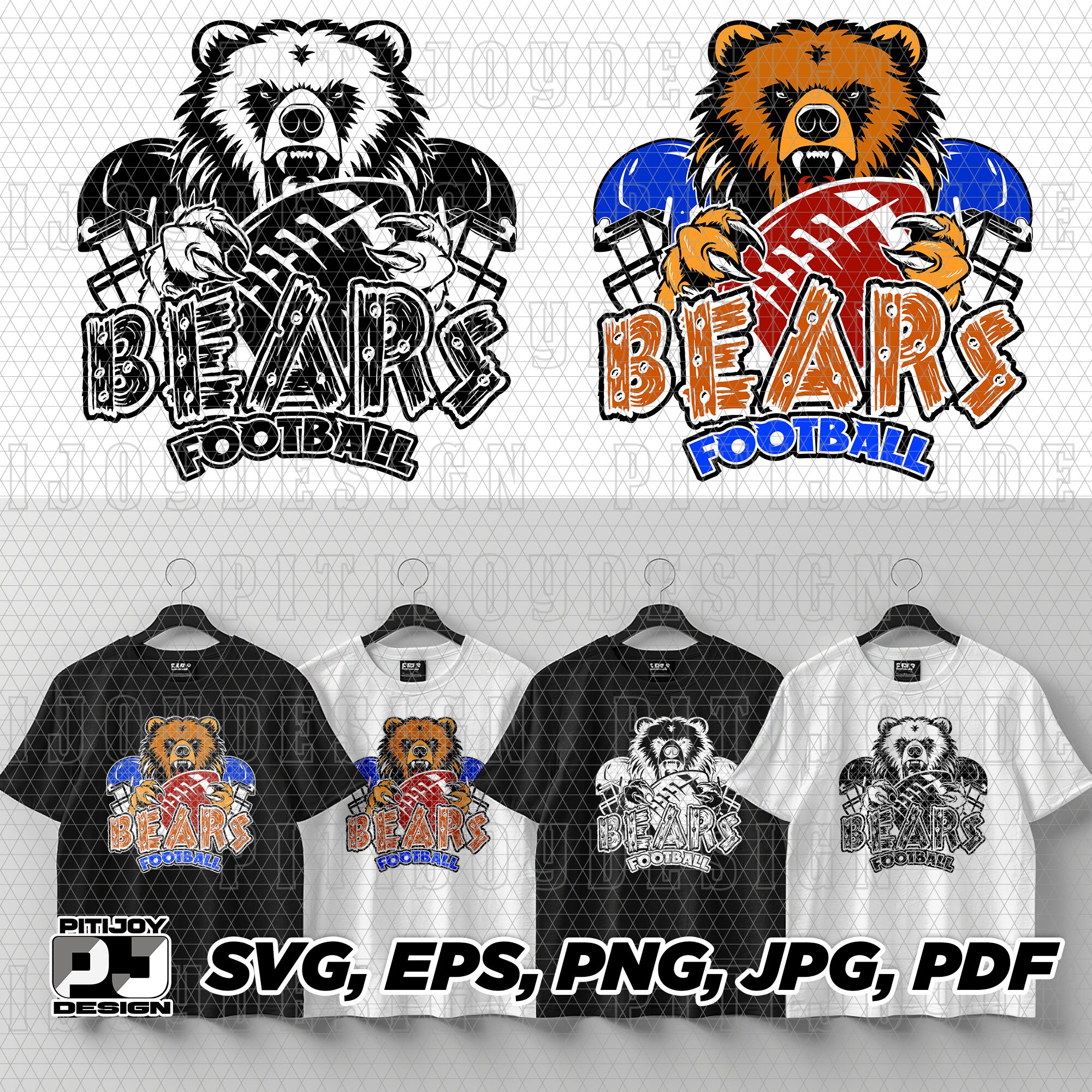 Bears Football Team Mascot Design for Custom Apparel, Bold and ...