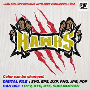 Hawks SVG, Hawk SVG, Digital Cut File for Cricut and Silhouette, School ...