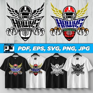 Hawks Football Team Mascot Design for Custom Apparel and Merchandise ...