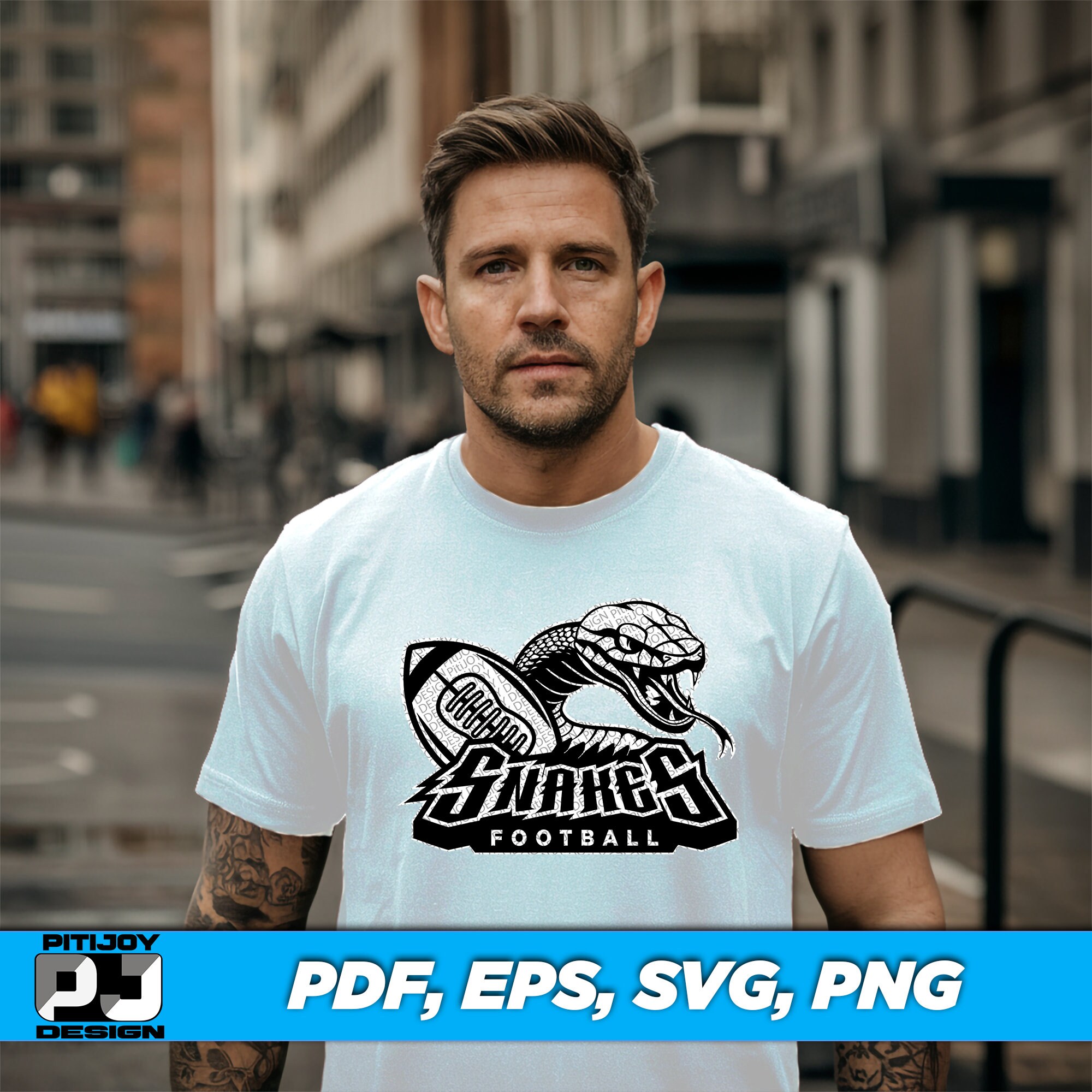 Snakes Football Team Mascot Design for Custom Apparel, Bold and ...