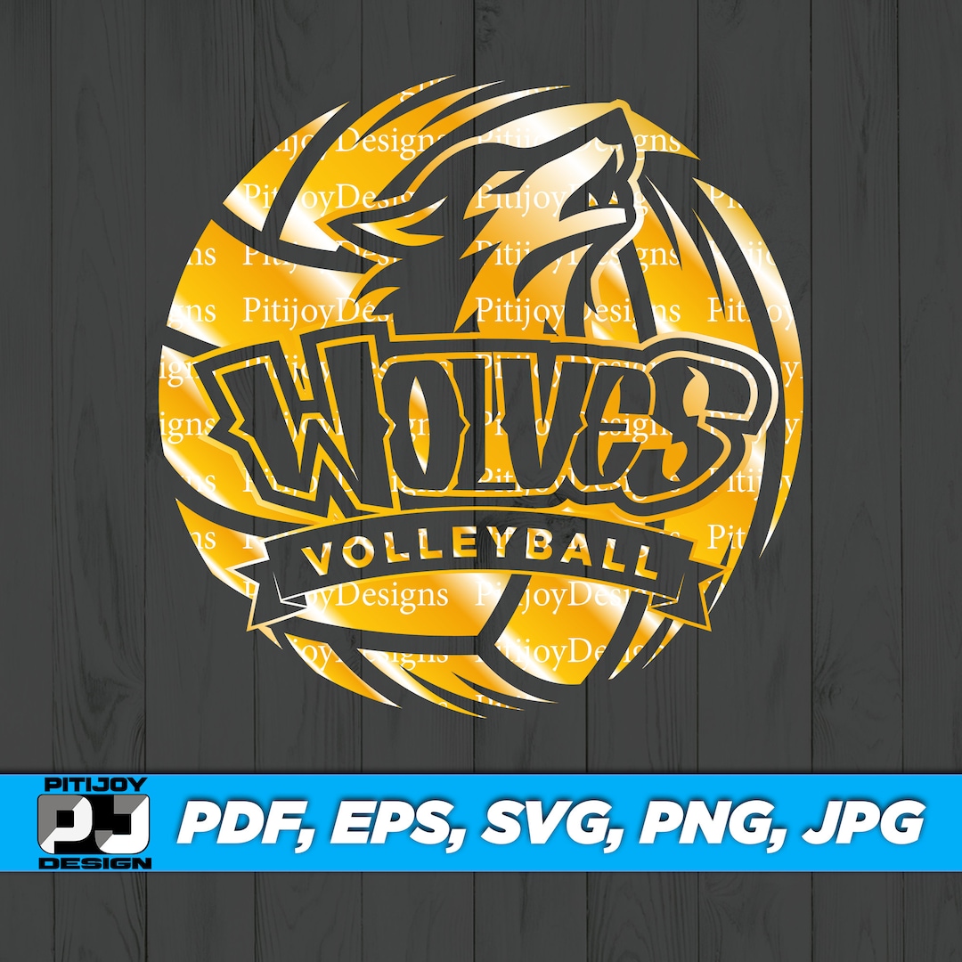 Gold Wolves Volleyball Team Mascot Design for Mugs and Other Products ...