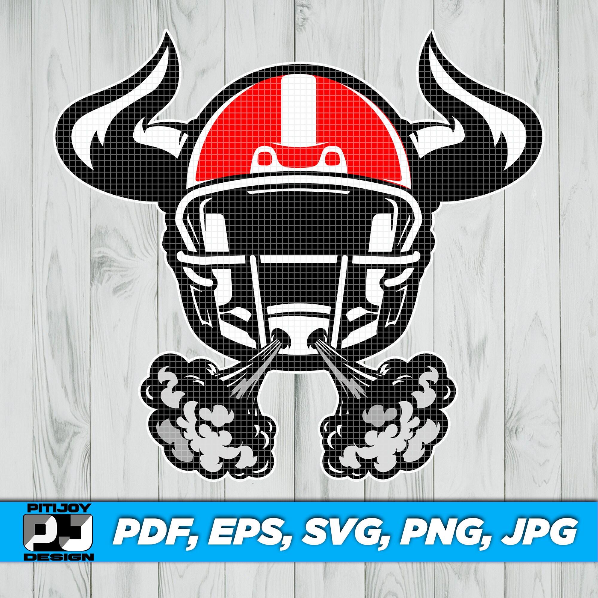Bull Football Helmet SVG - Aggressive Sports Design | Digital Download ...