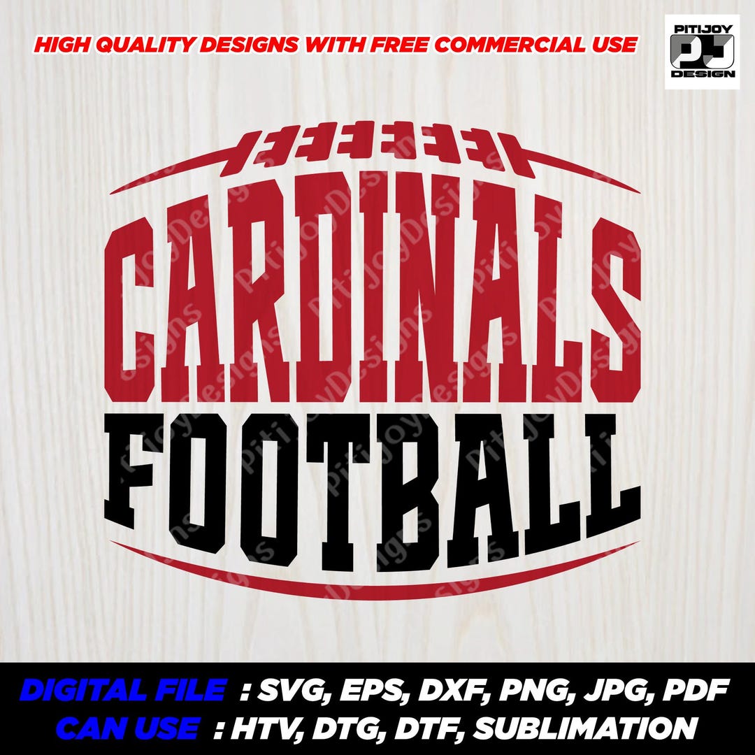 Cardinals Football Text Svg With Bold Varsity Font and Arched Football ...
