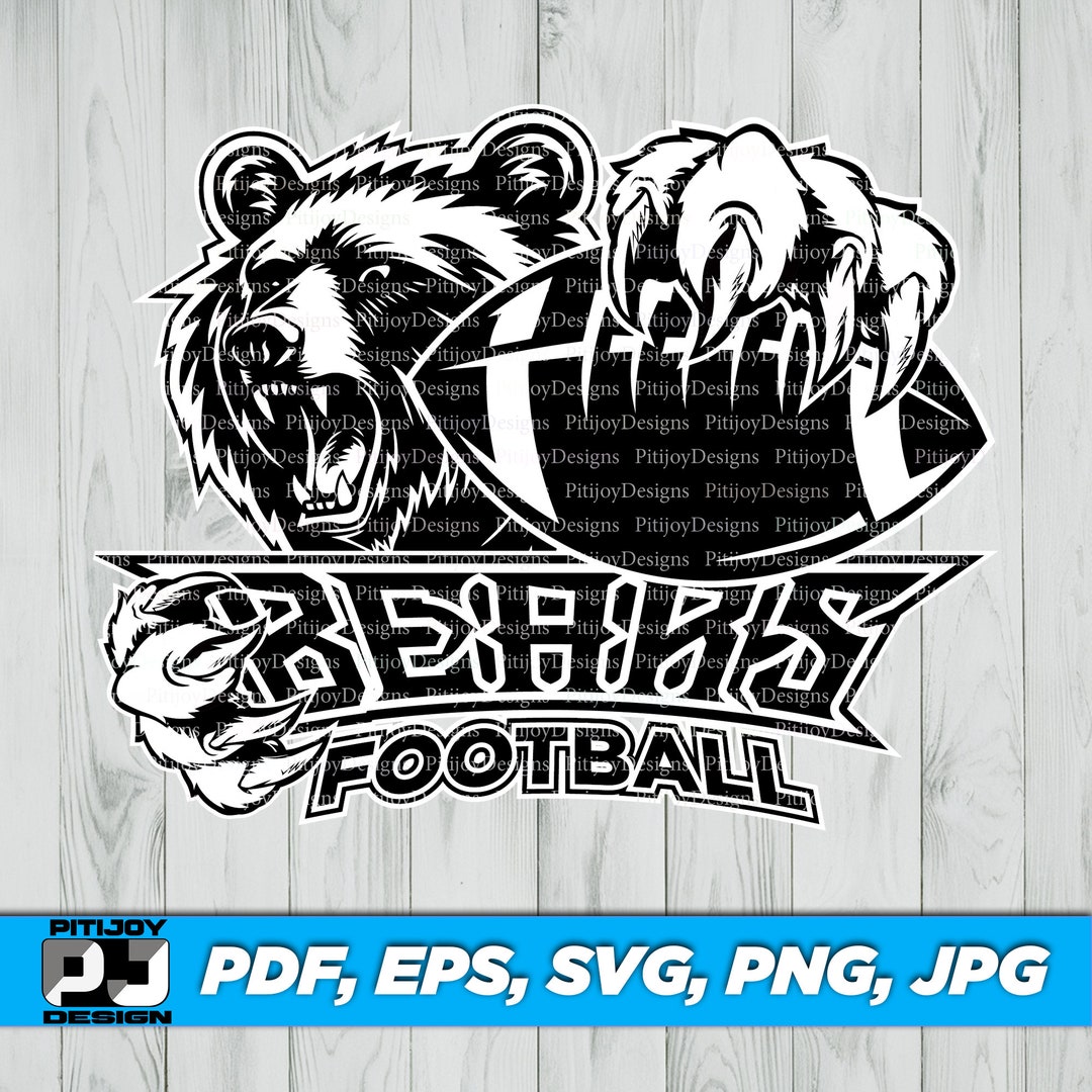 Bear Football Svg, Bears Svg, Football Svg, Bear Mascot Svg, Bear ...