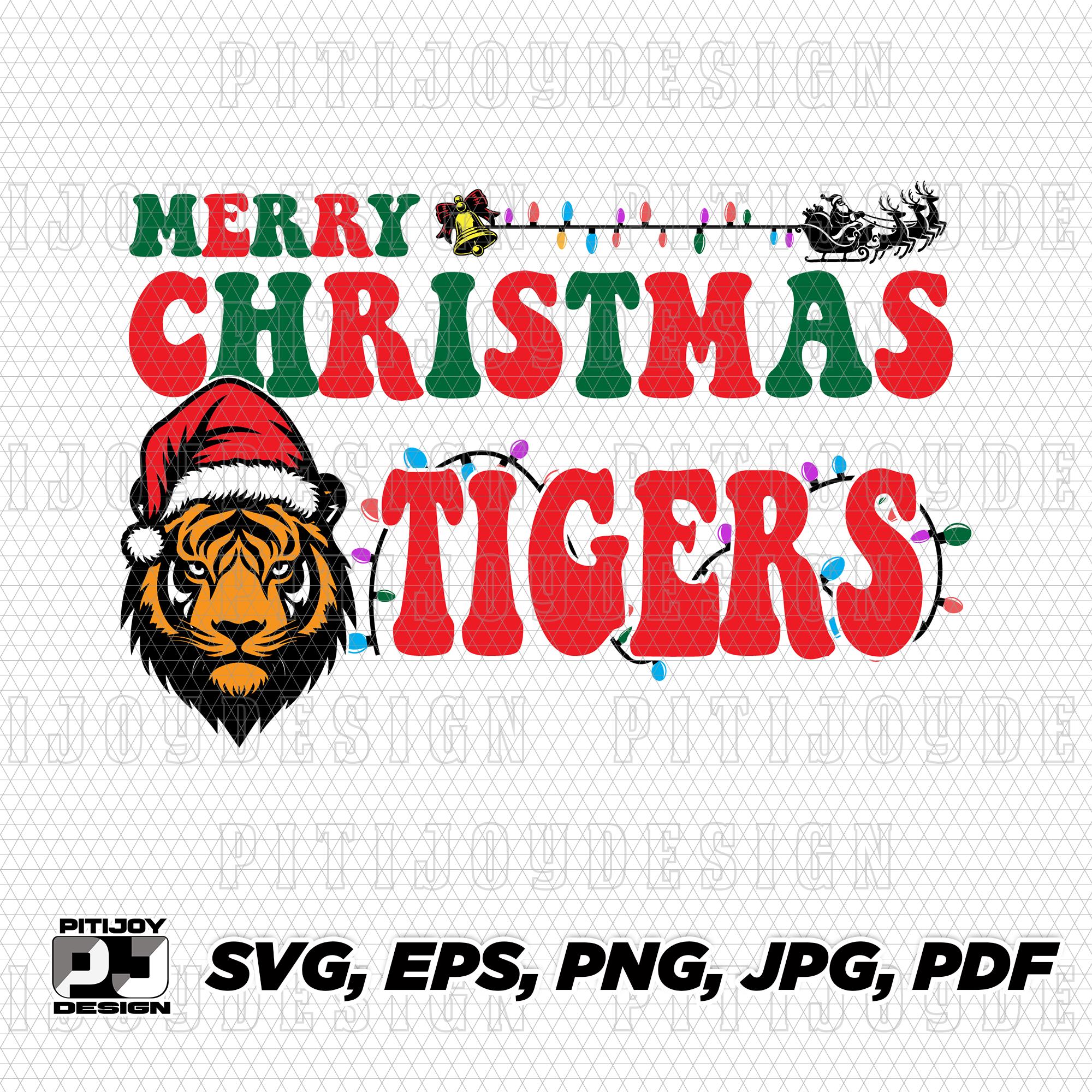 Tiger Christmas Svg Tigers Svg Tigers Christmas Shirt Merry Christmas ...