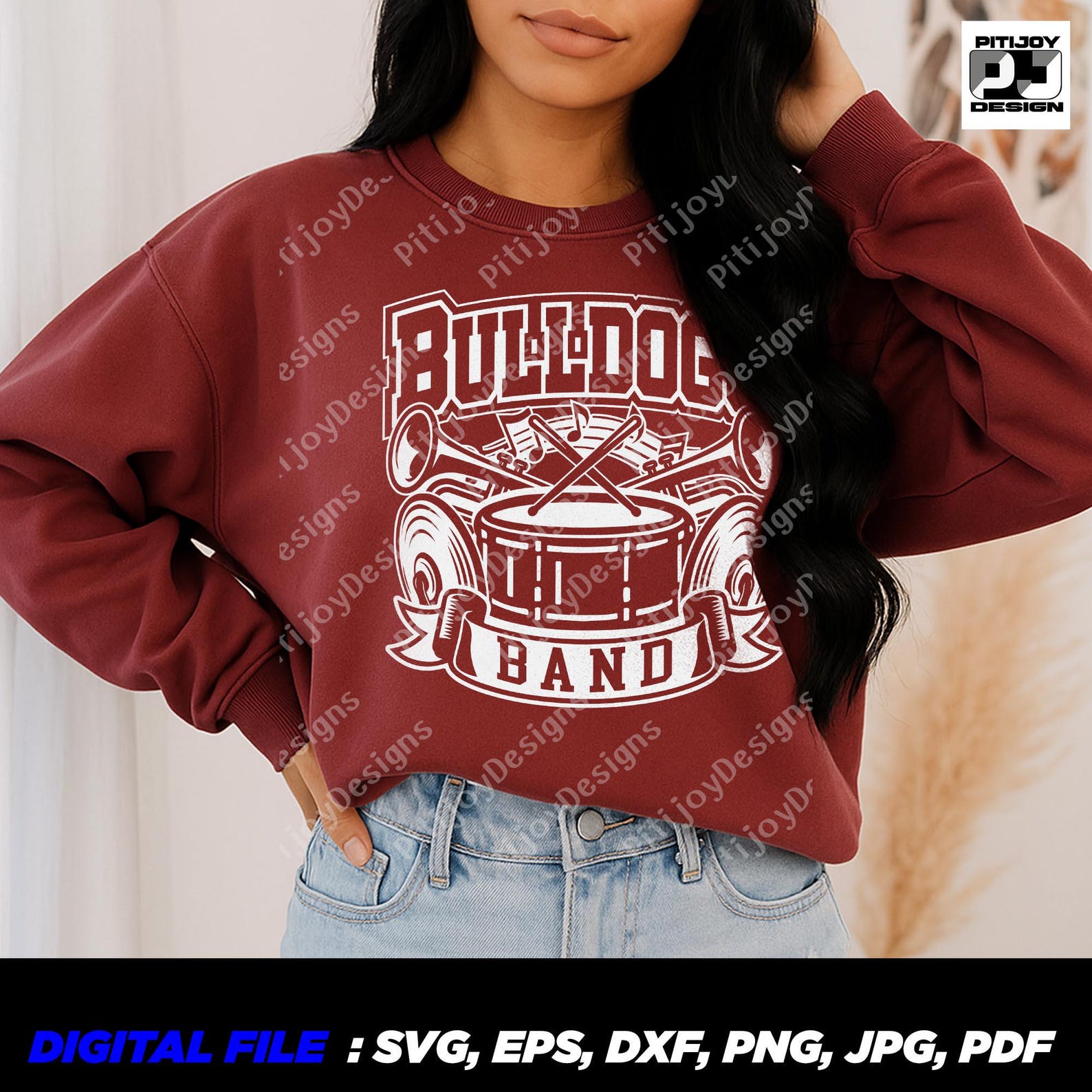 Bulldogs Band Drumline Svg With Trumpet and Music Notes, School ...