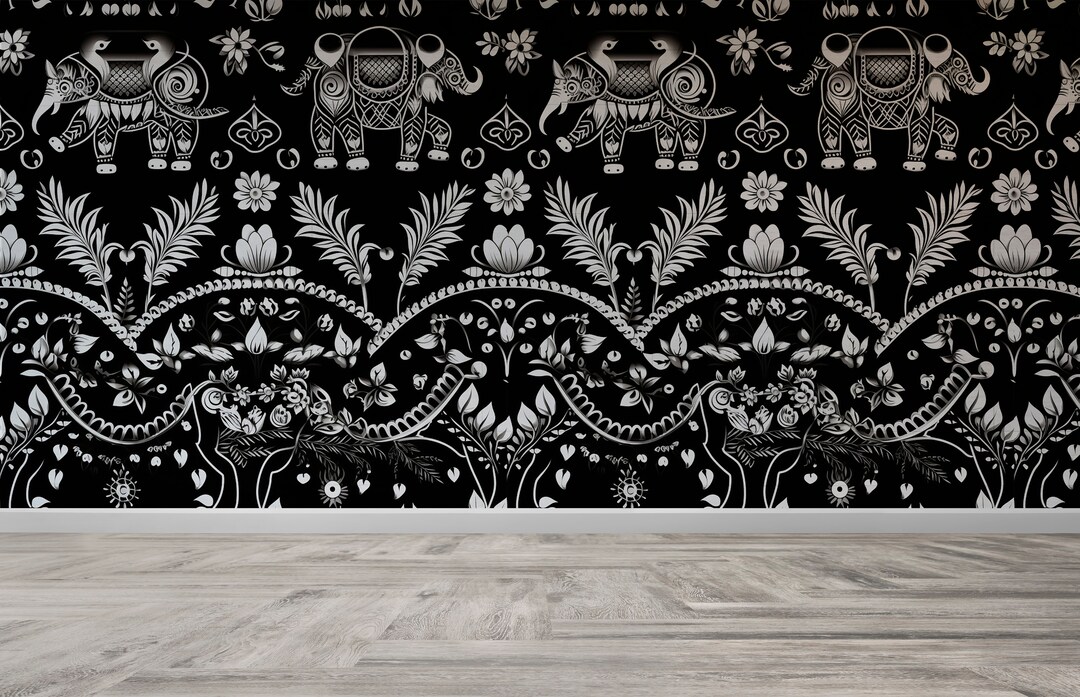 Black and White, BW Floral Seamless Repeat Pattern, Backgrounds ...