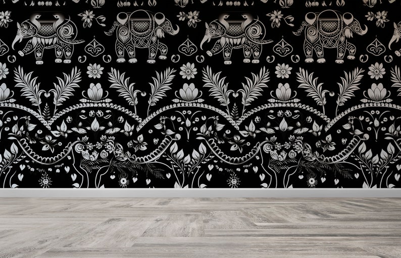 Black and White, BW Floral Seamless Repeat Pattern, Backgrounds ...