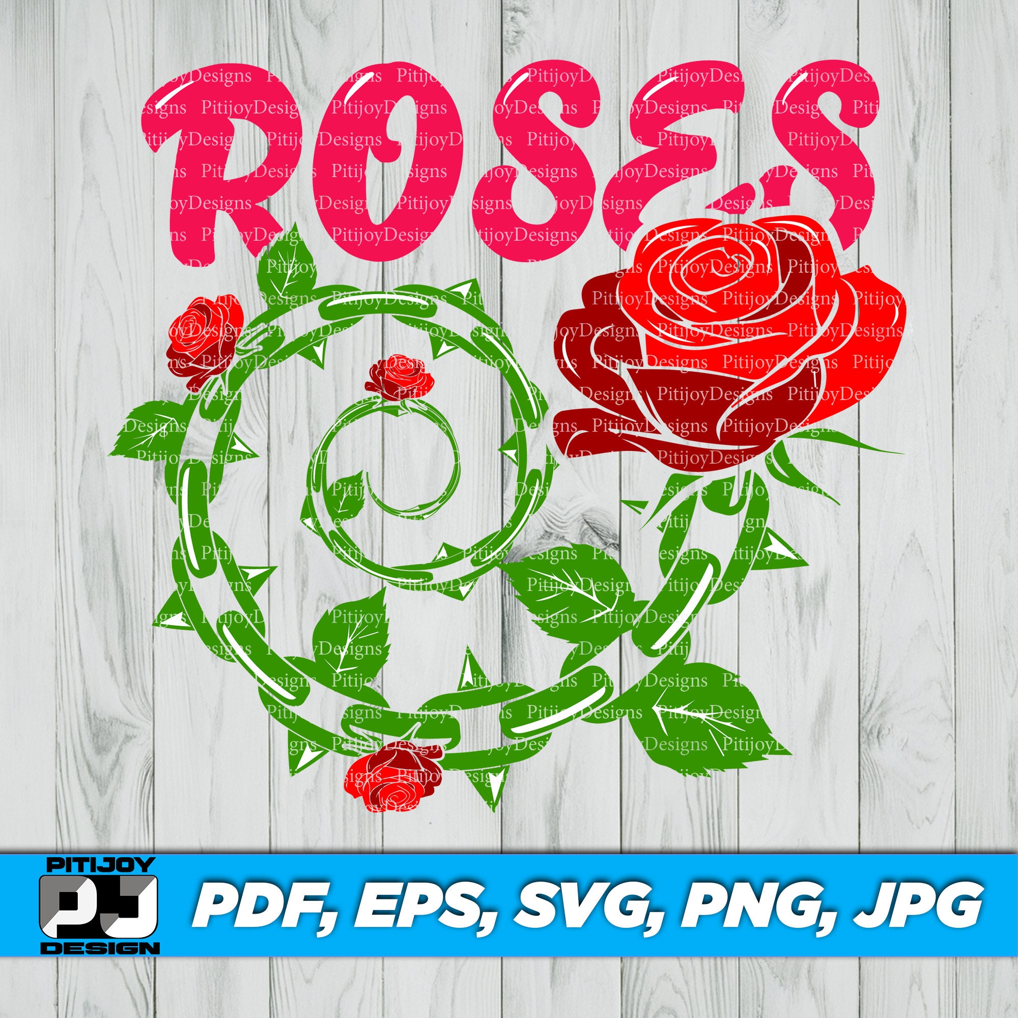 Rose Svg, Floral Svg, Roses and Thorns, Flower Svg, Rose Chain, Rose ...