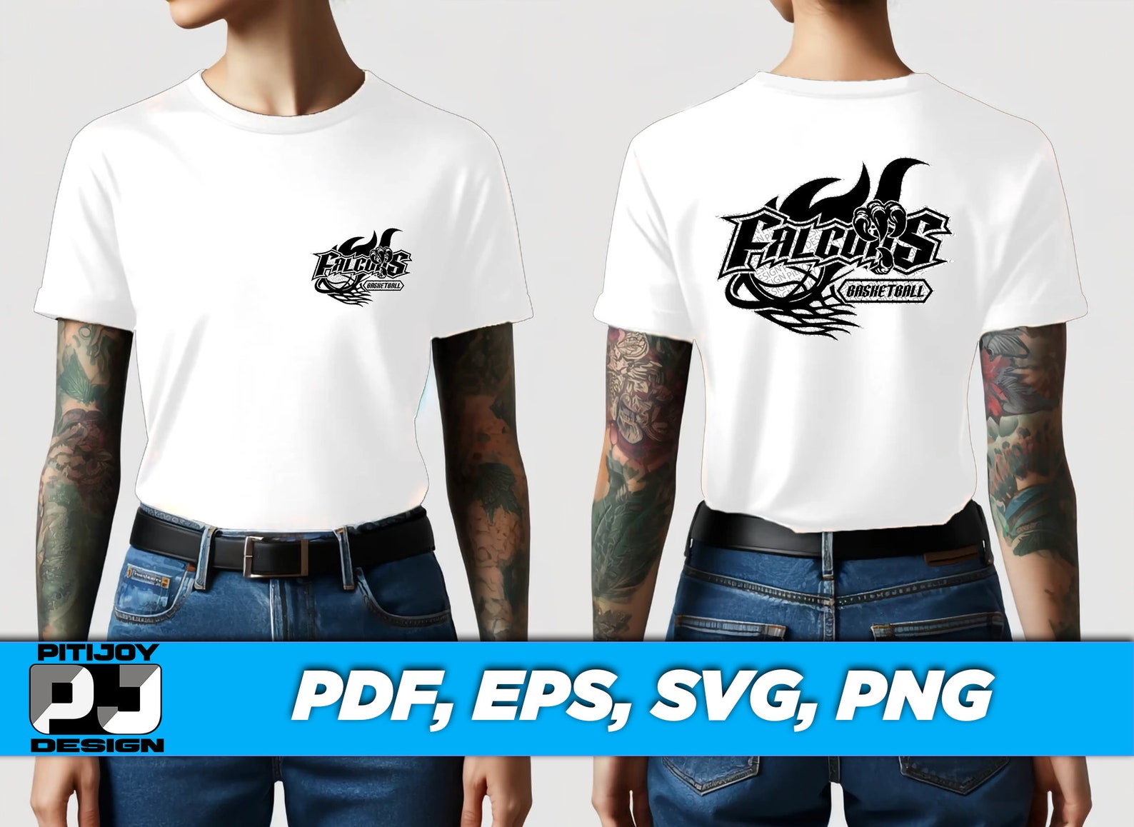 Falcon Basketball Team Mascot Design for Custom T-shirts, Posters, Bird ...