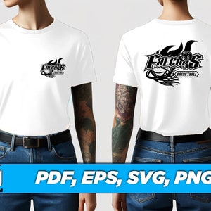 Falcon Basketball Team Mascot Design for Custom T-shirts, Posters, Bird ...