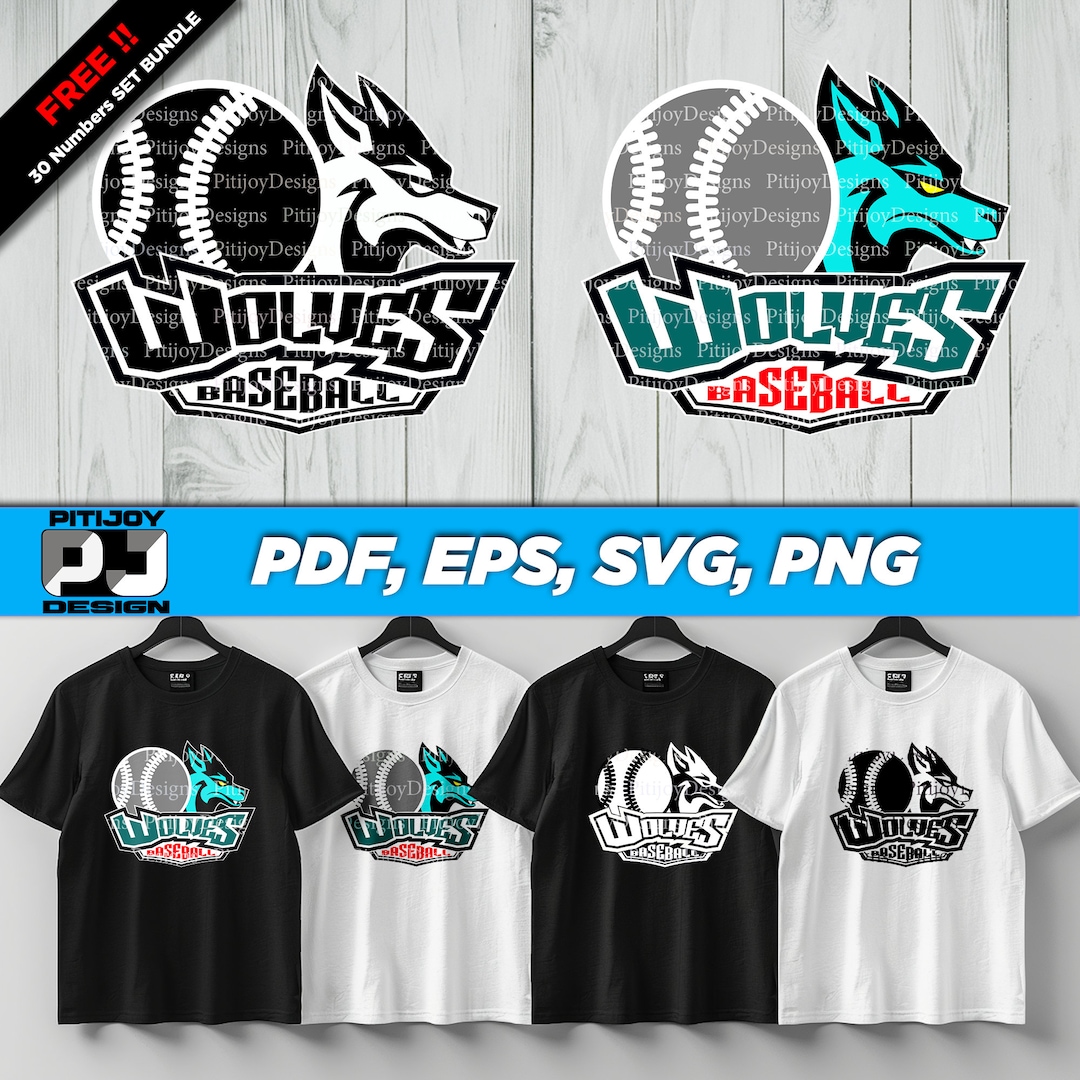 Wolves Baseball Team Mascot Design for Custom Apparel and Merchandise ...