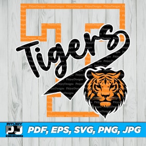 Tigers Mascot SVG, School Spirit SVG, Tigers Clipart, Sports Team Logo ...