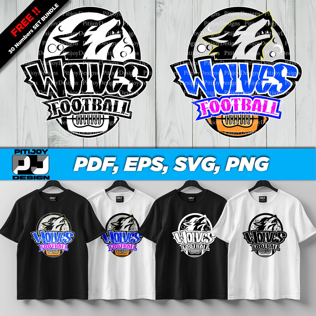 Wolves Football Team Mascot Design for Custom Apparel and Merchandise ...