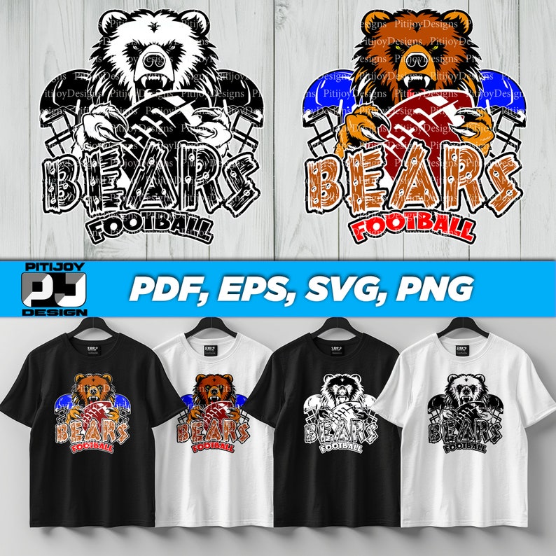 Bears Football Team Mascot Design for Custom Apparel, Bold and ...