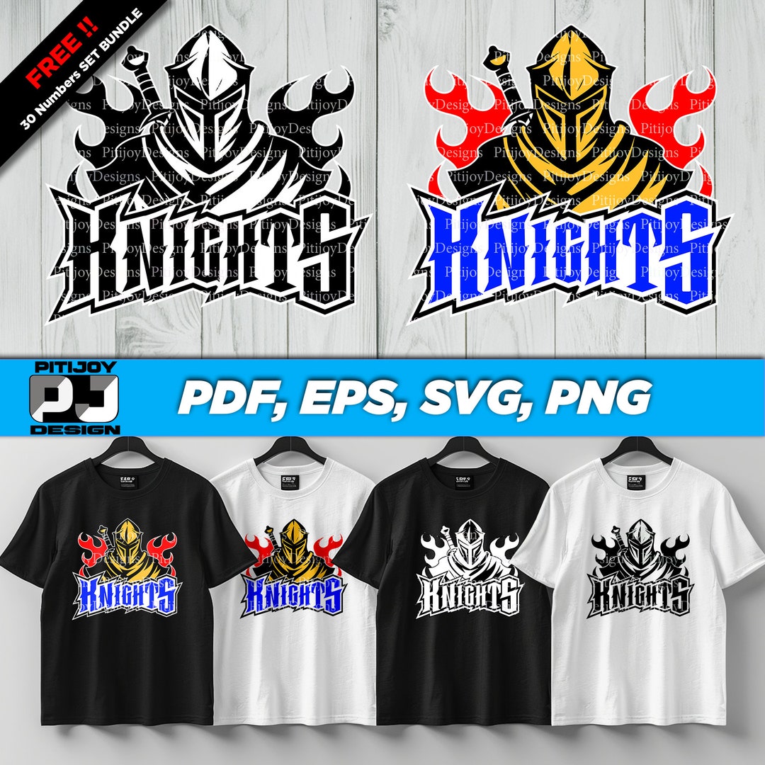 Knights Team Mascot Design for Custom Apparel, Perfect for Team Spirit ...