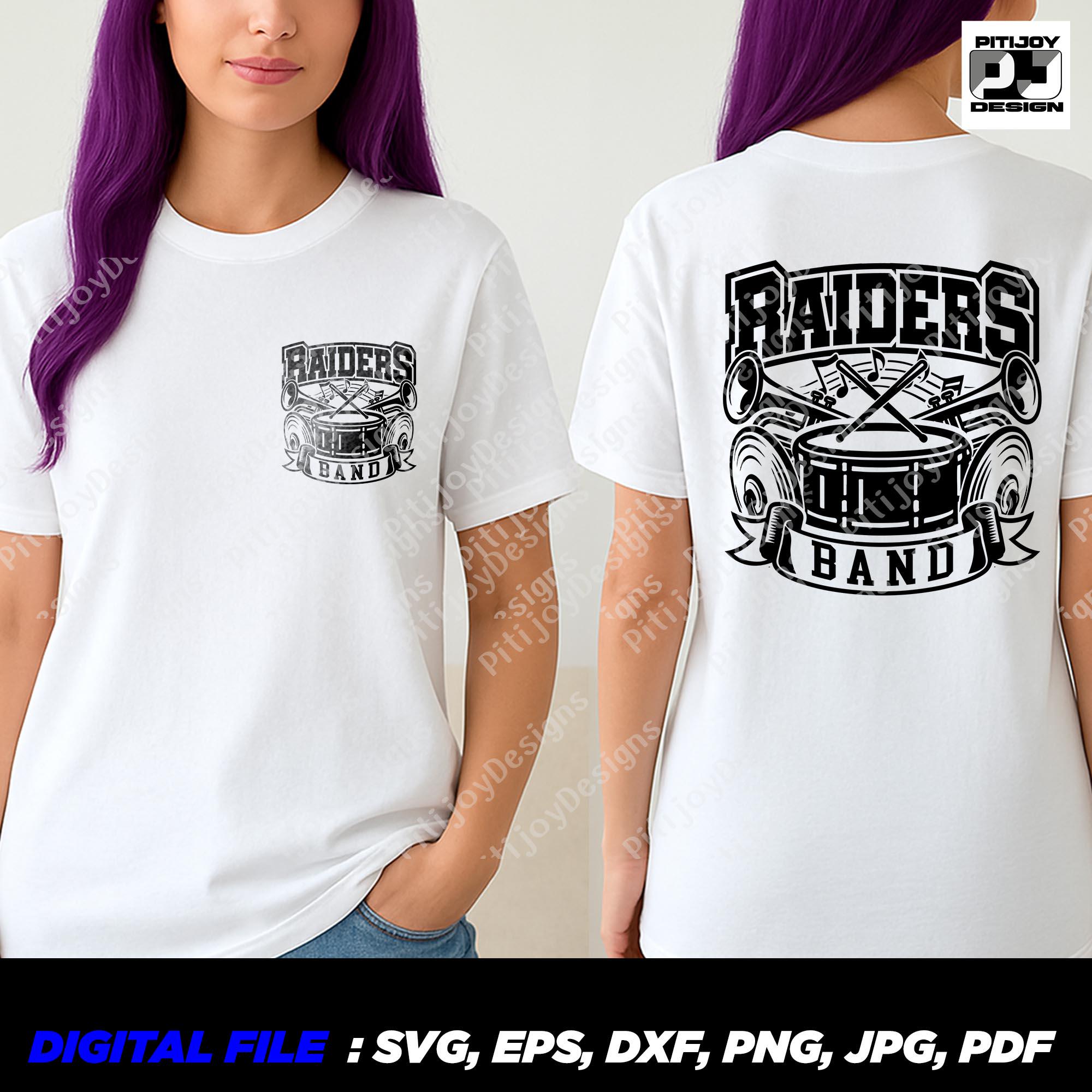 Raiders Marching Band SVG Design – School Spirit Drum and Trumpet Logo ...