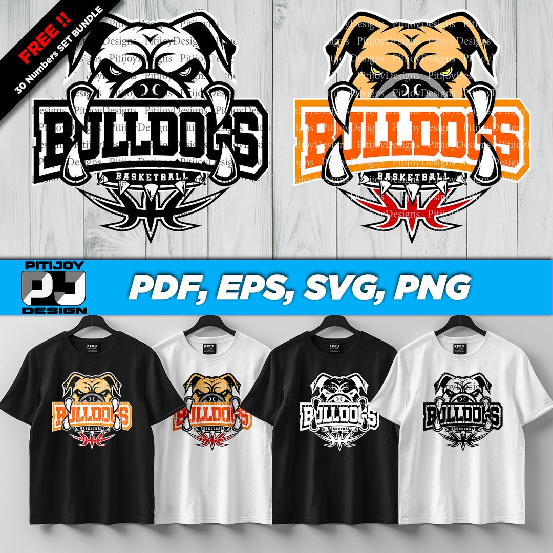 Bulldogs Basketball Team Mascot Design for Custom Apparel, Team Spirit ...