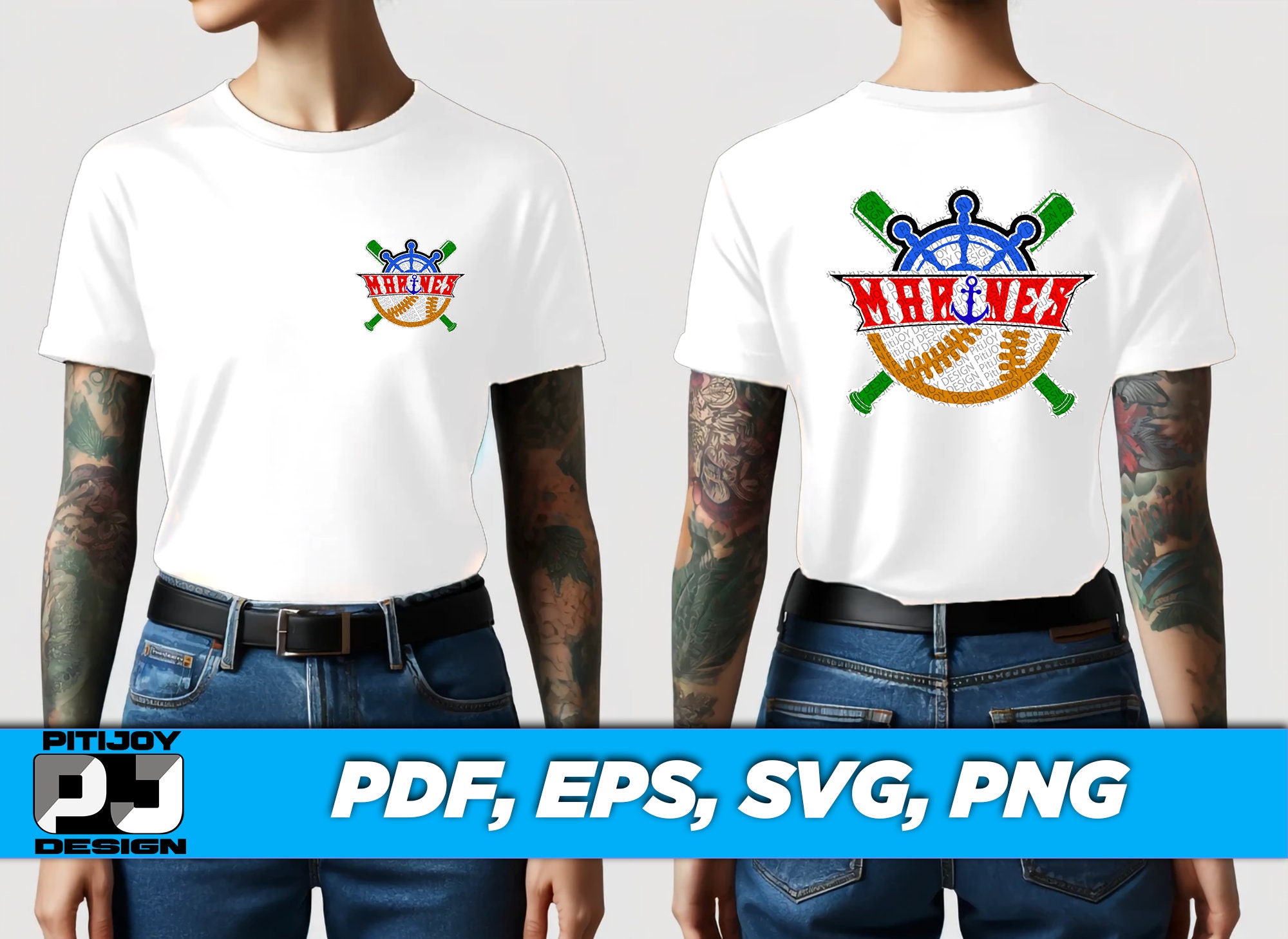 Mariners Baseball Team Mascot Design SVG, EPS, PDF, Png Digital ...