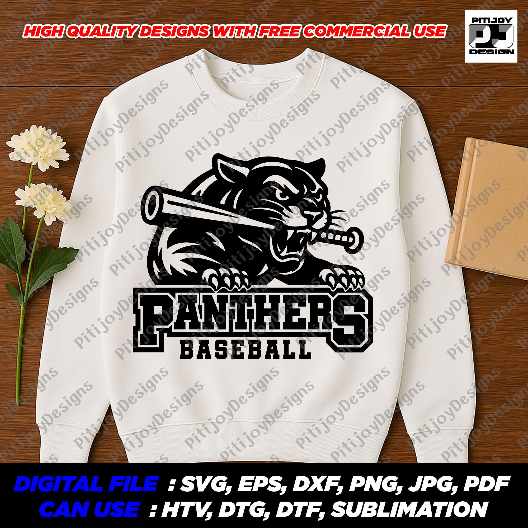 Panthers Baseball SVG Cut File | Fierce Panther Sports Mascot ...
