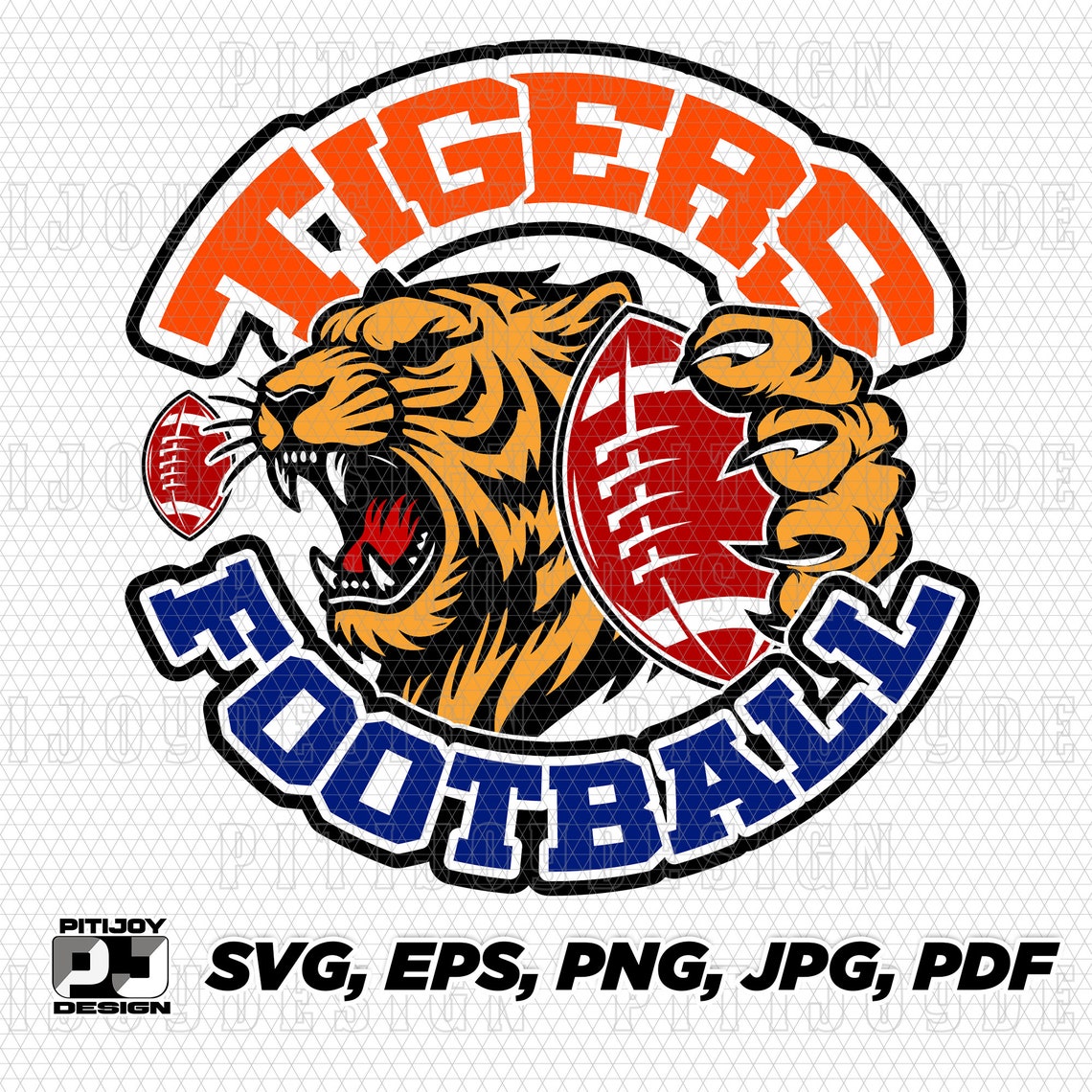 Tigers Football Svg, Tiger Football Svg, Tigers Football Png, Tigers ...
