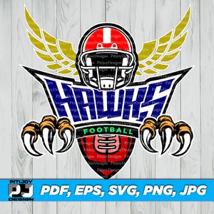 Hawks Football Team Mascot Design for Custom Apparel and Merchandise ...