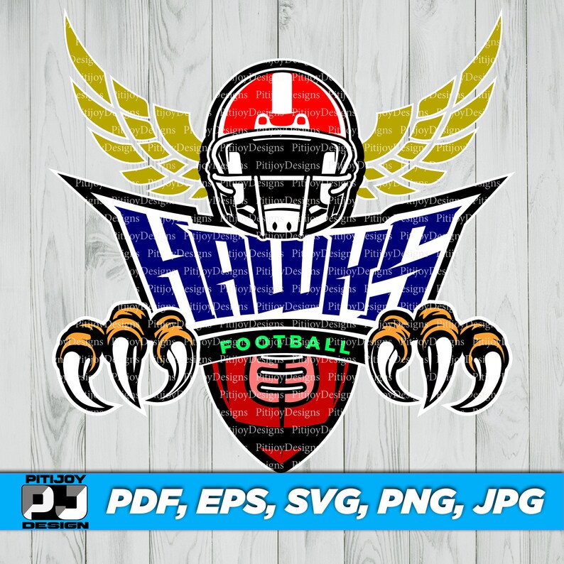 Hawks Football Team Mascot Design for Custom Apparel and Merchandise ...