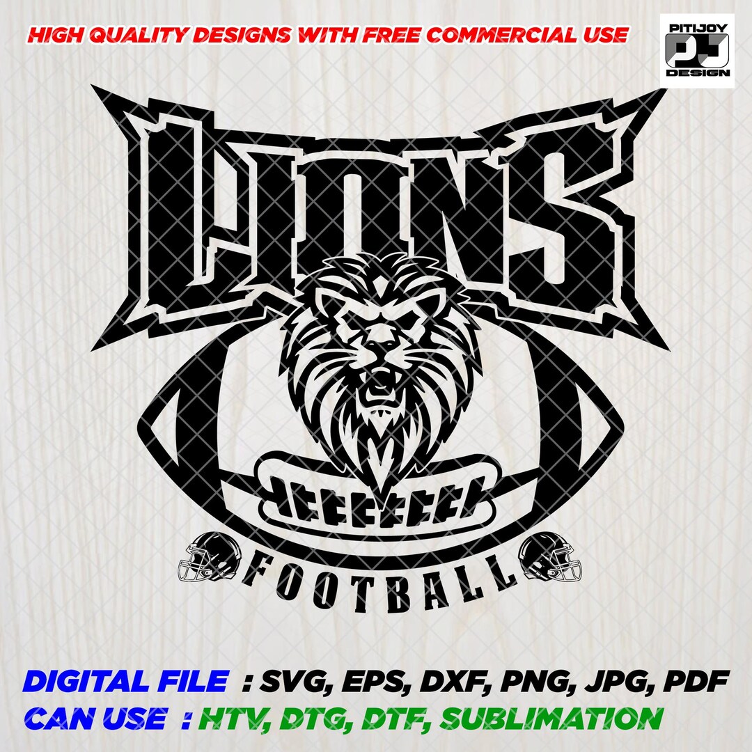 Lions Football SVG, Lion SVG, Lion Design, School Spirit Shirt, Digital ...