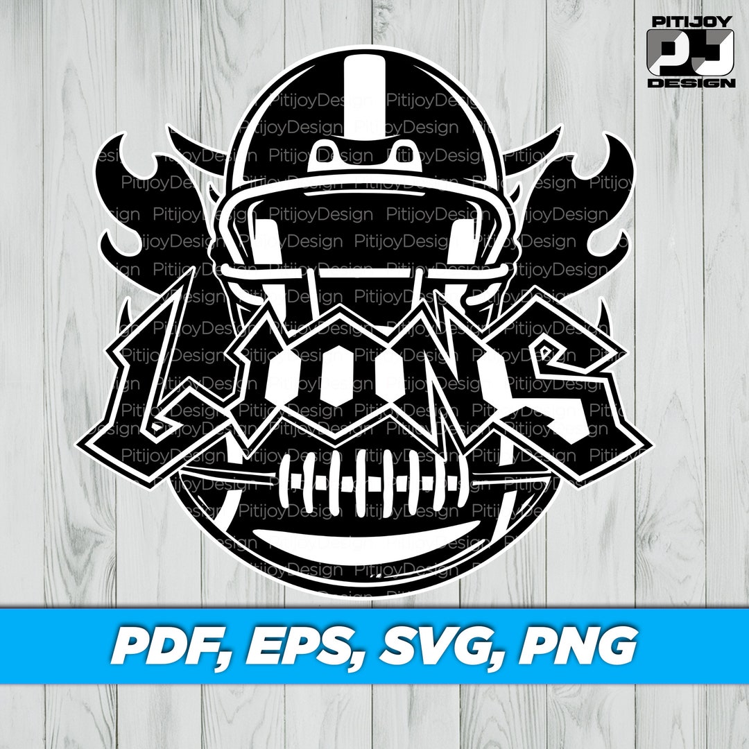 Lions Football Team Mascot Design for Custom T-shirts, Posters, Sports ...