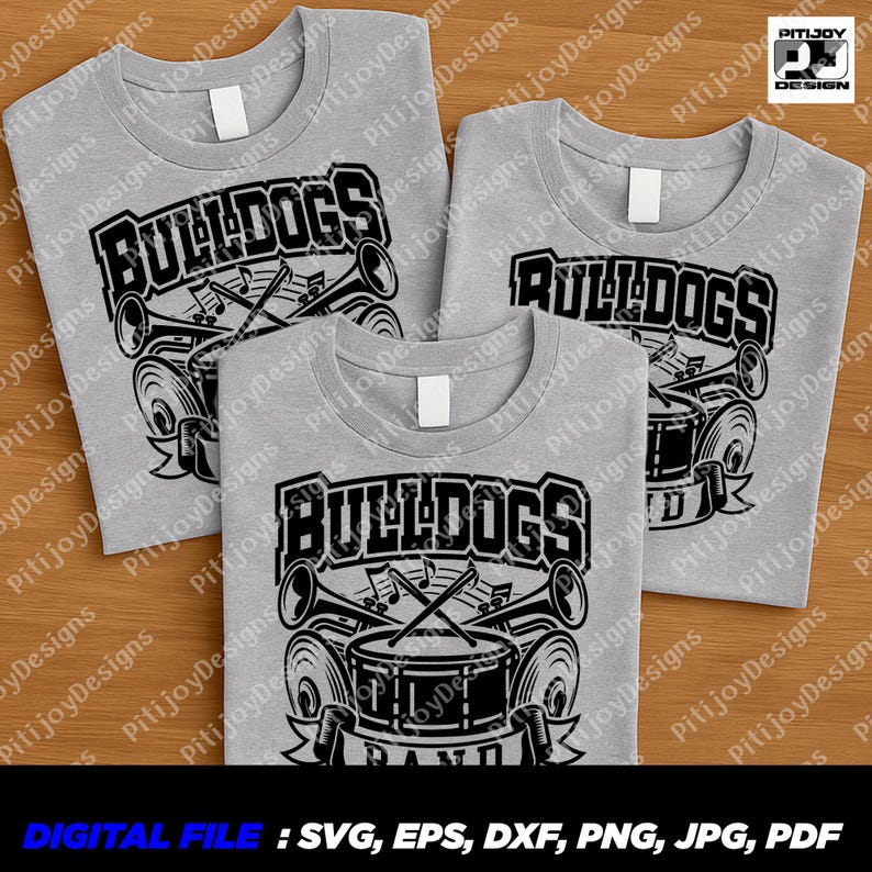 Bulldogs Band Drumline Svg With Trumpet and Music Notes, School ...
