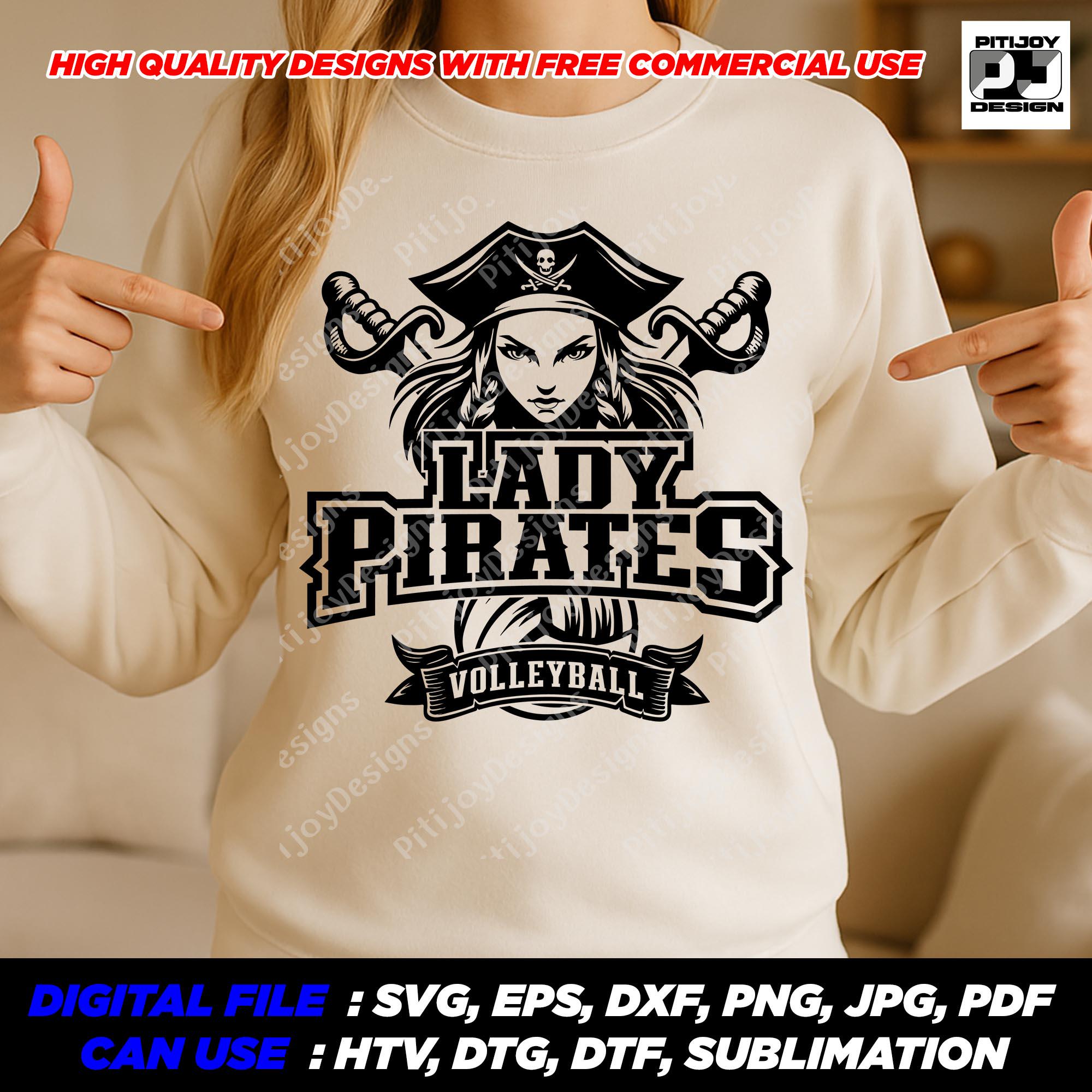 Lady Pirates Volleyball SVG, Team Mascot Logo (digital Download) - Etsy