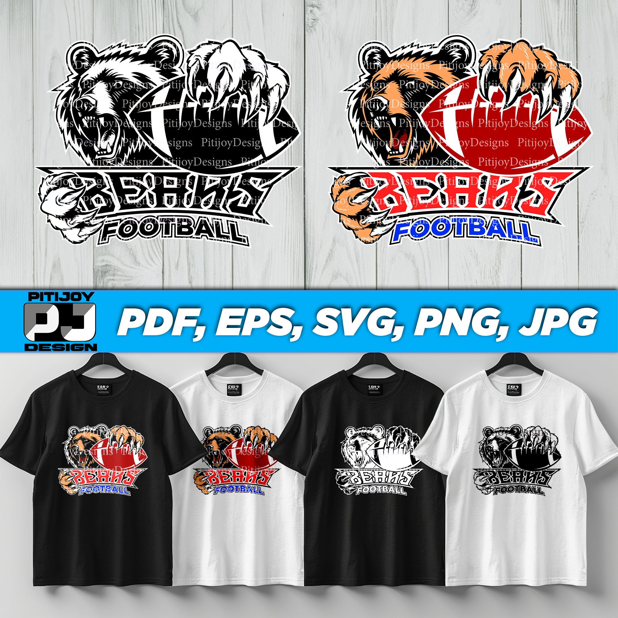 Bear Football Svg, Bears Svg, Football Svg, Bear Mascot Svg, Bear ...