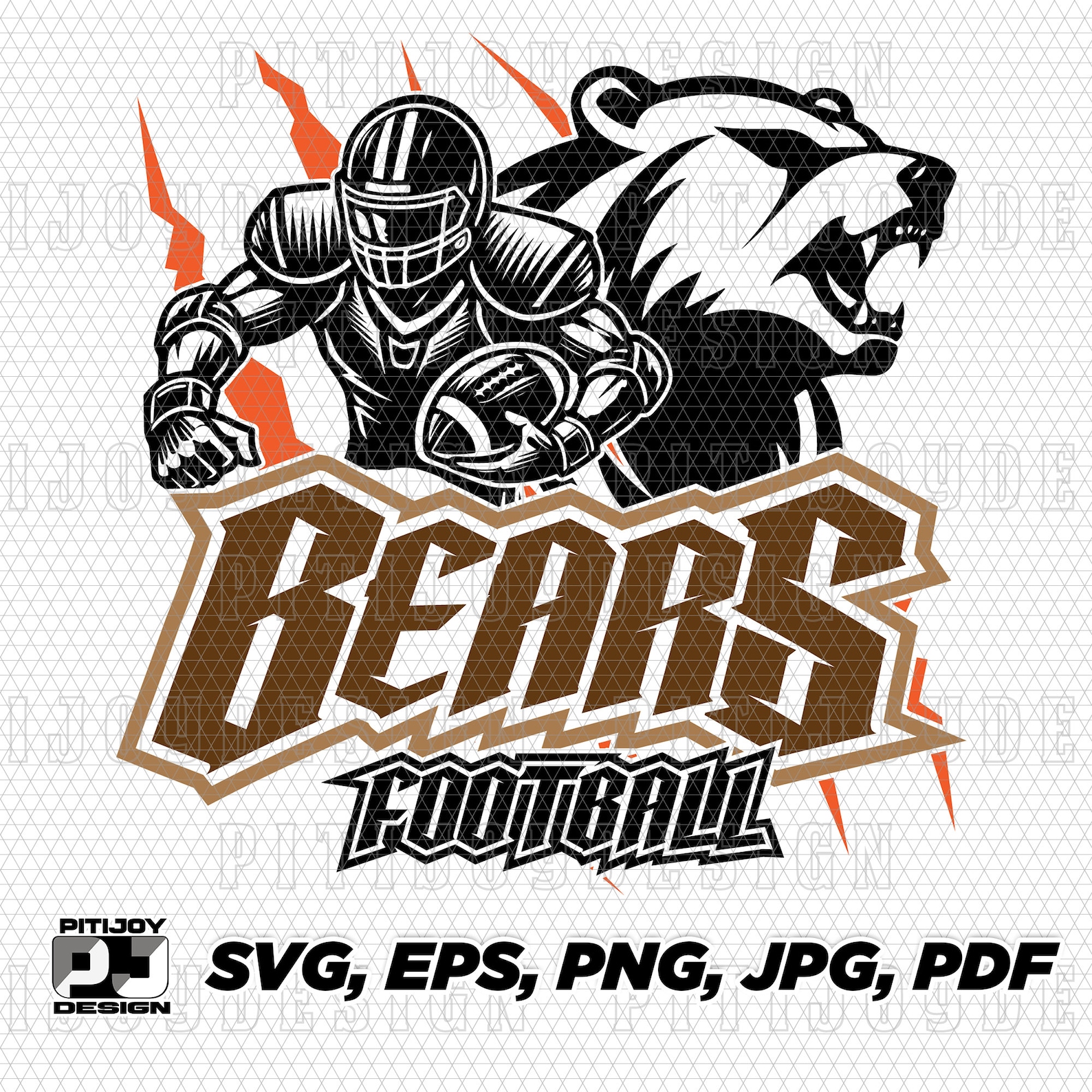 Bears Football Svg, Bear Football Svg, Bears Svg, Bear Svg, Sports ...