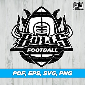 Bulls Football Team Mascot Design for Custom Apparel, Bold and ...