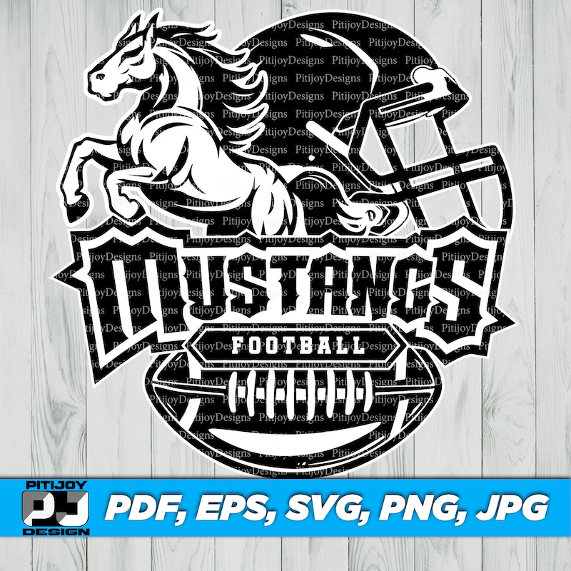 The Mustangs Football Logo - Etsy