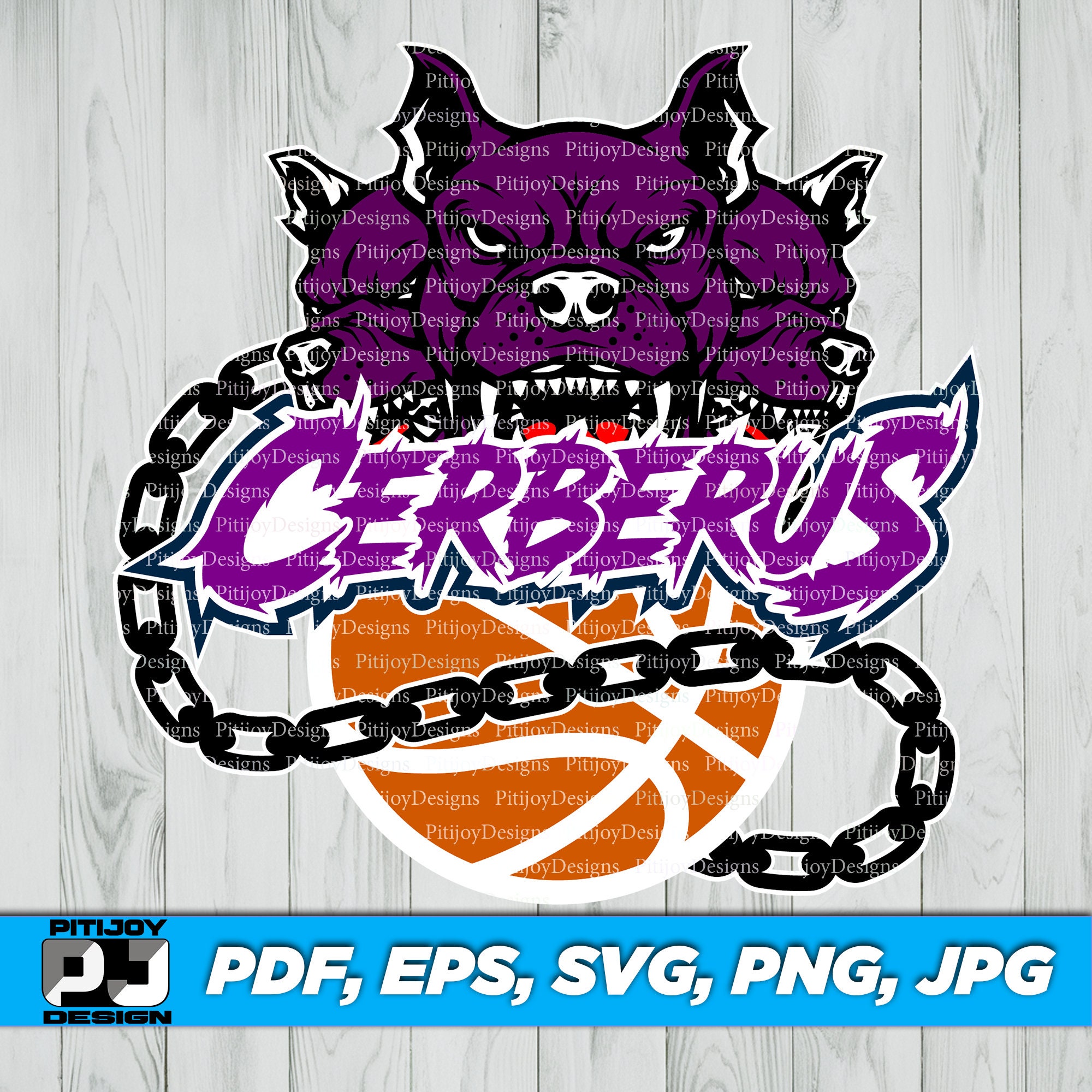 Cerberus Basketball Team Mascot Design With Three-headed Bull Dog for ...