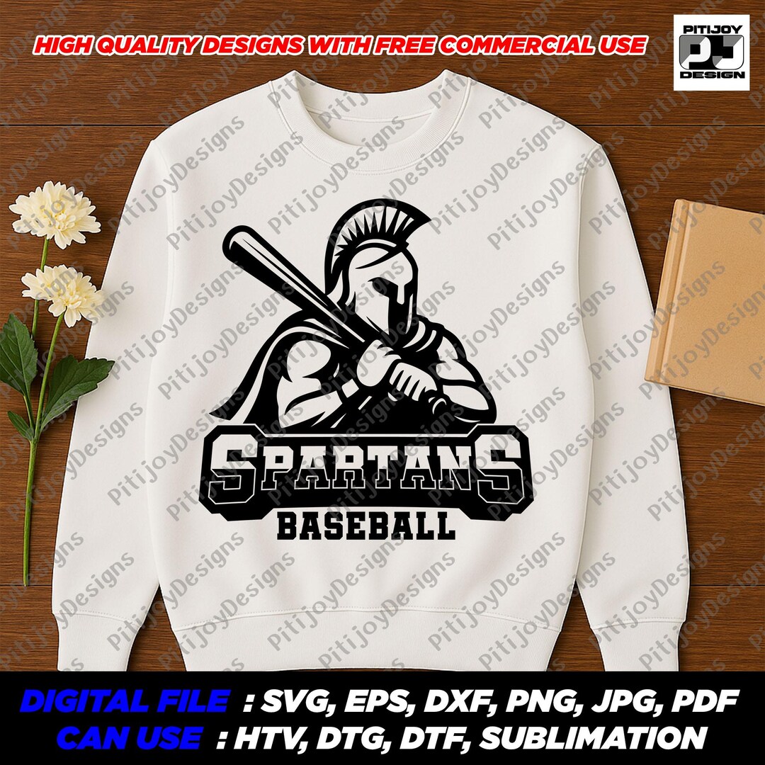 Spartans Baseball Svg Mascot Cut File for Cricut and Sublimation ...
