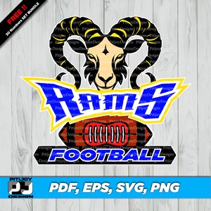 Rams Football Team Mascot Design for Custom Apparel, Perfect for Team ...