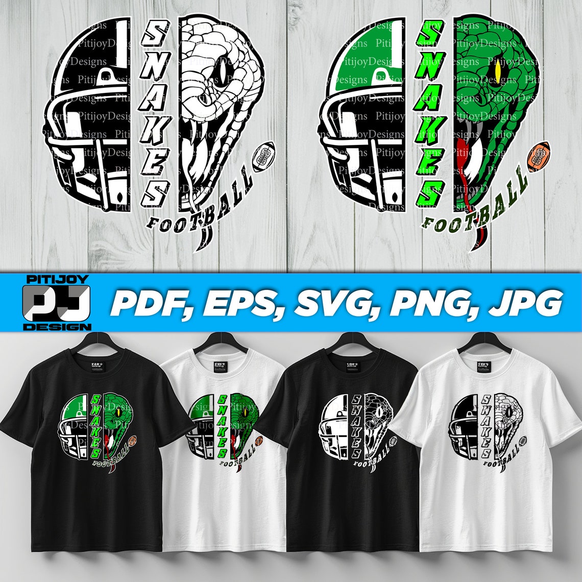 Snakes Football Team Mascot Design With Custom Merchandise, Snake ...