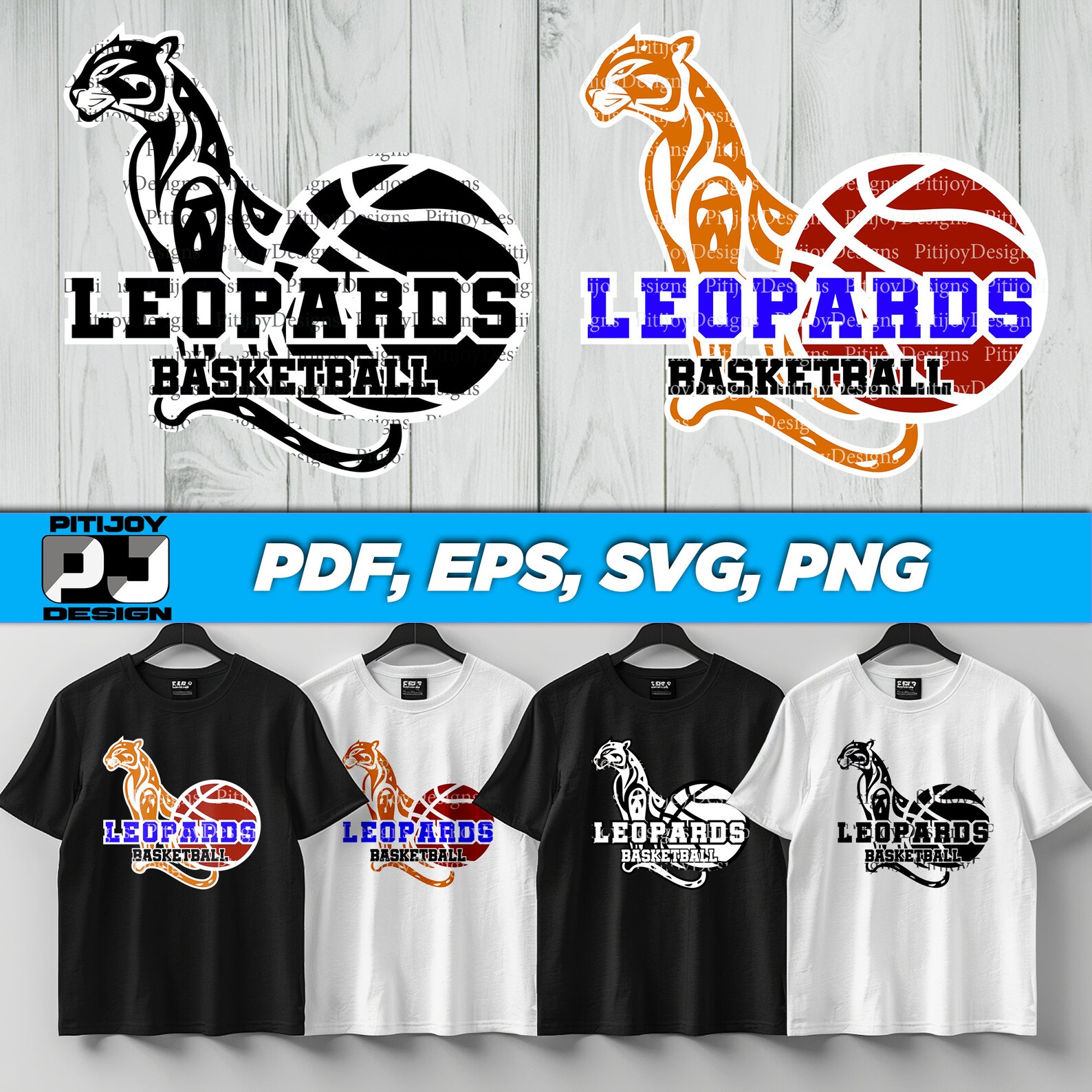 Leopards Basketball Team Mascot Design for Custom Apparel, Team Spirit ...