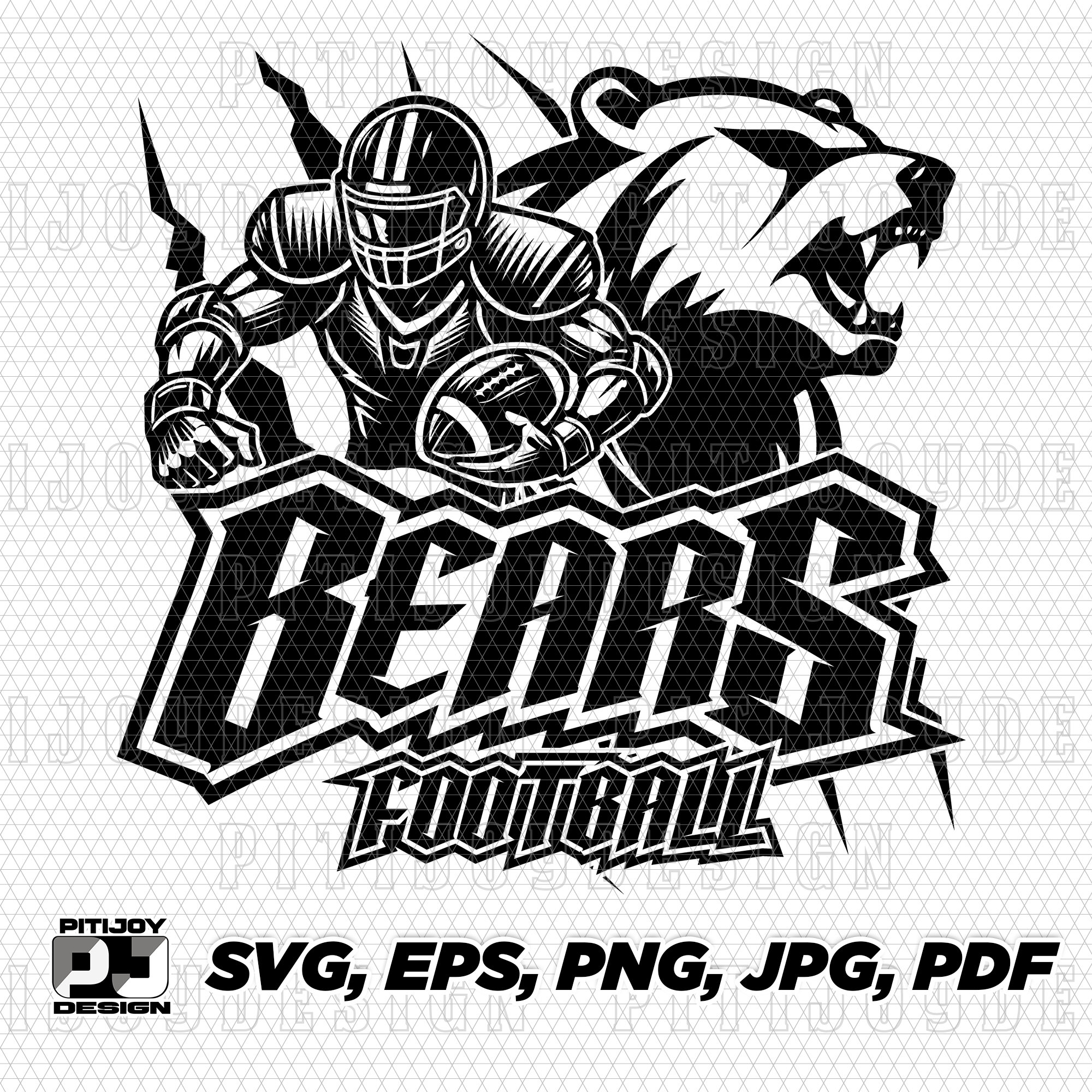 Bears Football Svg, Bear Football Svg, Bears Svg, Bear Svg, Sports ...