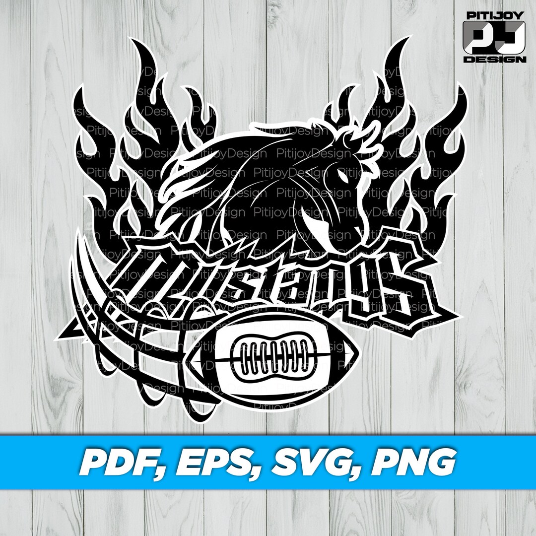 Mustangs Football Team Mascot Design for Custom T-shirts, Posters ...