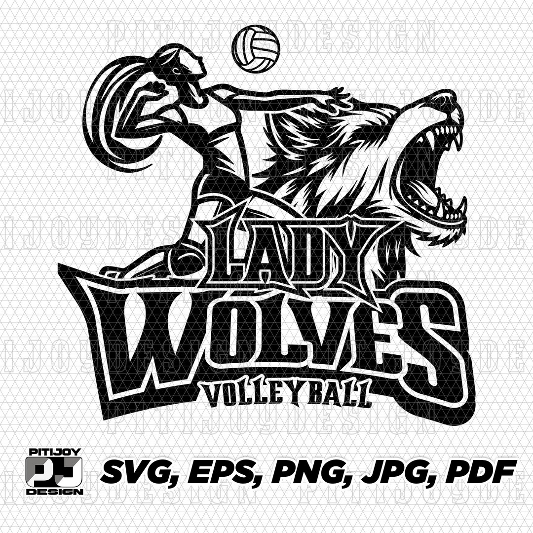 Lady Wolves Volleyball, Lady Wolf Volleyball, Wolf, Wolves Svg, Lady ...