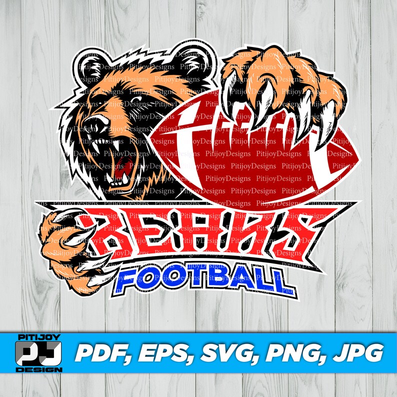 Bear Football Svg, Bears Svg, Football Svg, Bear Mascot Svg, Bear ...