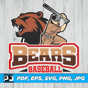 Bears Baseball Svg, Bear Baseball Svg, Bears Svg, Bear Svg, Bears ...